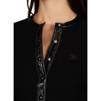 Courr&egrave;ges Cardigan c&ocirc;tel&eacute; &agrave; logo brod&eacute;