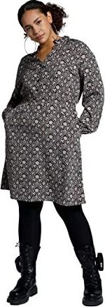 STUDIO UNTOLD Minikleid, A-Line, V-Ausschnitt, Langarm, Minimal Print Robes, Noir, 52 Plus Femme