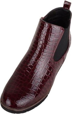 Absolute Footwear Bottines Chelsea compensées en simili cuir verni avec double soufflet pour femme, bordeaux, 39 EU