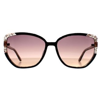 Guess Cat Eye Womens gl&auml;nzend schwarz Glitter Gold violett Spiegel Gradient GU7882