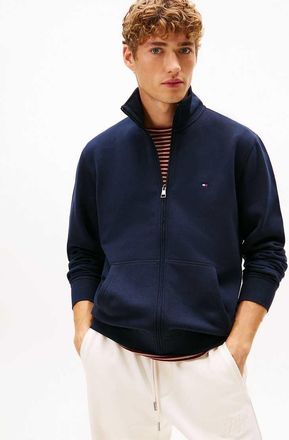 Tommy Hilfiger Sweat en molleton &agrave; fermeture &eacute;clair et col montant - Gris clair-Bleu