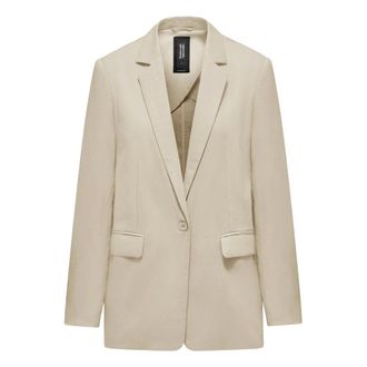 Bomboogie Femme, Vestes, Beige, Taille: 42 FR Blazer en toile de lin et coton