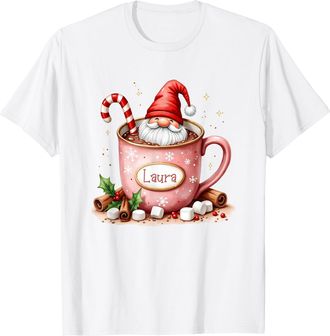BDAZ Laura Christmas Santa Personalisierter Name T-Shirt