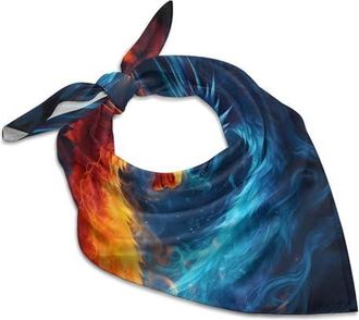Generic Écharpe carrée en soie motif dragon de feu abstrait - Légère - Longue écharpe pour cheveux - Respirant - Cadeau pour femme et homme, multicolore, 46x4