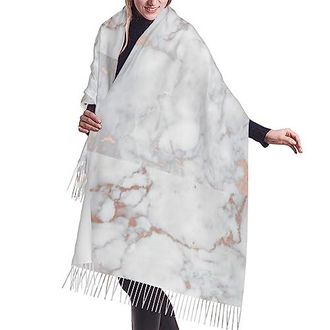 Generic Marbre Blanc Et Or Rose Femme Scarf Avec Gland Ch&acirc;le Longue &Eacute;charpe Pour Hiver Mariage Automne Soir&eacute;e