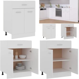 vidaXL Armoire de plancher &agrave; tiroir Blanc 60x46x81,5cm Bois ing&eacute;nierie - Armoire De Cuisine - Meuble De Rangement - Armoire Blanche - Armoire &agrave; Tiroir