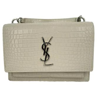 Saint Laurent Pre-owned Crocodile Embossed Sunset Wallet on Chain - Femme - Pre-owned - Beige - Taille: ONE Size