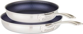 Viking 3-lagige antihaftbeschichtete Bratpfannen, 2-teiliges Hybrid Plus Edelstahl, 9,5 und 11 Zoll, Silber