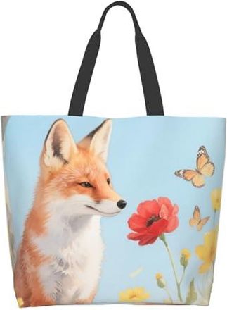 Generic Renard Aquarelle 7 Sac Fourre-Tout Pliable Tote Bag Imperm&eacute;able Sac Cabas Pour Quotidienne Shopping Gym