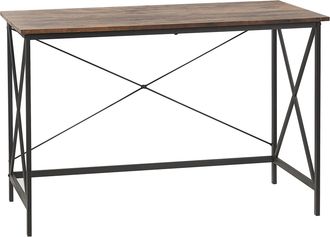 Beliani Schreibtisch Holzoptik Dunkelbraun rechteckig 115 x 60 cm Industrie Stil Futon