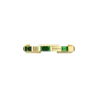 Gucci Ybc662256002 - 18kt Gelbgold- gr&uuml;ner Turmalin - Link to Love Ring - - Accessories - Damen - Gelb - 53 MM
