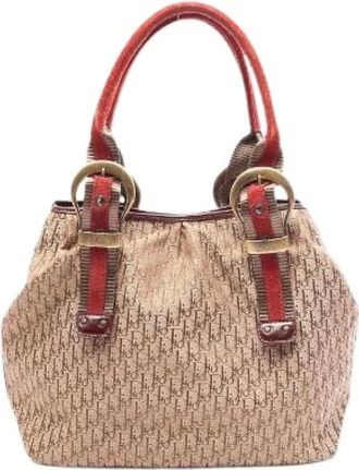 Dior Pre-owned Sac Cabas Trotter Toile Toile Enduite Daim - Femme - Pre-owned - Beige - Taille: ONE Size