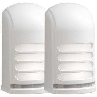 Konstsmide 2er-Set led Au&szlig;enwandleuchte mit Bewegungsmelder & Batterie, Wei&szlig; h: 13cm