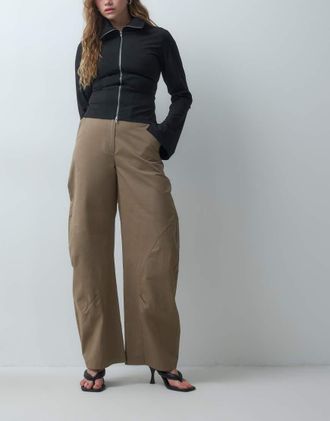 Asos pantalon barrel ajust&eacute; avec d&eacute;tail de couture-Vert
