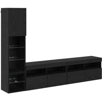 vidaXL TV-Wandm&ouml;bel Wandmontiert 4 pcs Schwarz Eichen-Optik Holzwerkstoff vidaXL