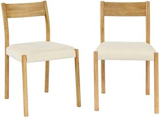 Sweeek 2er-Set St&uuml;hle im Boh&egrave;me-Stil aus Hevea-Holz und Stoff Natur / Beige