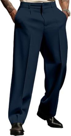Generic Pantalon de costume formel pour homme - Pantalon chino classique - Poche inclinée - Coupe droite - Coupe droite - Pantalon tendance pour lextérieur et