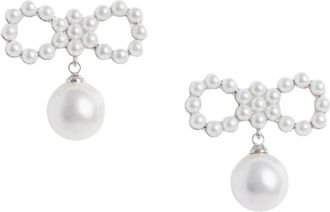 Self Portrait Femme, Accessoires, Gris, Taille: ONE Size Pearl Bow Earrings