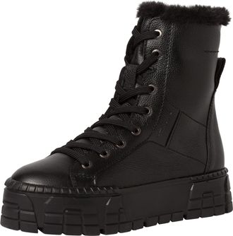 Tamaris Damen Schnürstiefel Leder Winter gefüttert; BLACK LEATHER/schwarz; 39 EU