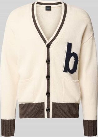 Bugatti Strickjacke aus Woll-Mix mit V-Ausschnitt