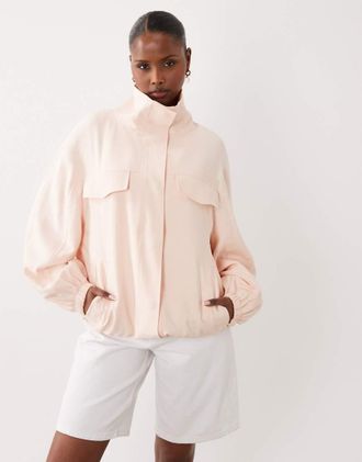 Gina Tricot Gina Tricot - Veste cargo &agrave; col montant - P&ecirc;che-Rose