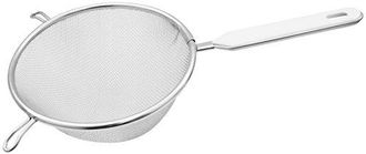 Fackelmann Fackelmann Sieb Ø 16 cm, Küchensieb aus Edelstahl, feinmaschiger Seiher mit Griffeinlage aus Kunststoff (Farbe: Weiß/Silber), Menge: 1 Stück