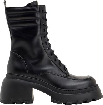 8 by YOOX LEATHER CHUNKY COMBAT ANKLE BOOTS