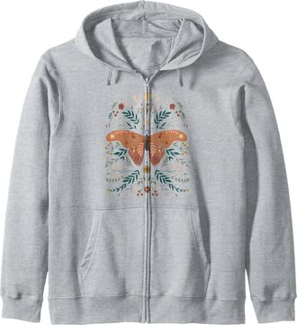 Trendy Apparel Celestial Butterfly Lunar Phases and Flowers Kapuzenjacke