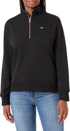 GANT Damen Shield Half-Zip Sweatshirt, Black, M