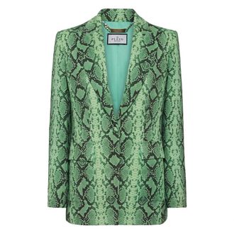Philipp Plein Femme, Vestes, Vert, Taille: 38 FR Blazer en satin imprim&eacute; python