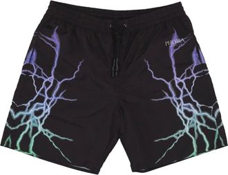 Phobia Archive Homme, Maillots de bain, Noir, Taille: XL Bicolor Lightning Print Swim Shorts