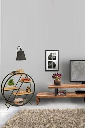 Opviq Industrial Floor Lamp with Metal Body & FIR Wood Bookstand, 165 cm Height, Black | E27 Socket, Max 40W | Stylish Lighting for Modern Spaces