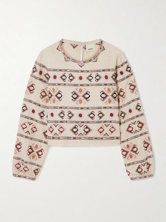 Isabel Marant Haut En Gaze De Soie À Broderies Et À Sequins Zeyna - Écru