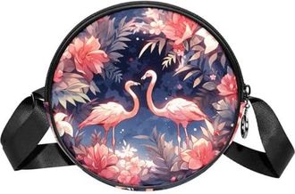 Generic Petit sac &agrave; bandouli&egrave;re circulaire pour femme, petit sac &agrave; bandouli&egrave;re avec fermeture &eacute;clair, bretelles r&eacute;glables, sac &agrave; main rond d&eacute;contract&eacute; pour fe