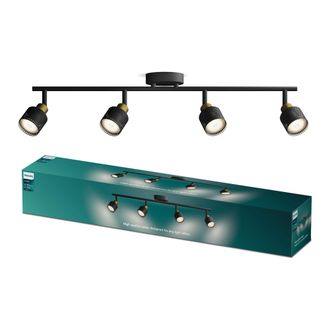 Philips Niall LED 4er Spotleuchte, GU10 Lampe nicht enthalten, Messing, IP20, Gold