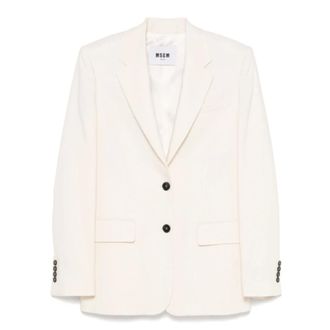 Msgm Msgm, Femme, Vestes, Beige, Taille: 38 FR Blazer Ivoire Veste Fermeture Bouton Avant