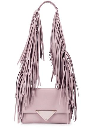 Sara Battaglia Fringe Pink Powder Blush Bag