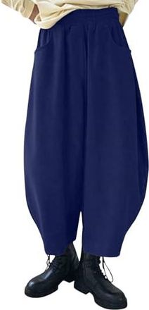 Generic Pantalon baggy pour femme - Jambes droites - Pantalon de jogging taille haute - Pantalon de surv&ecirc;tement en Corduroy Barrel - Jambes larges - Vintage -