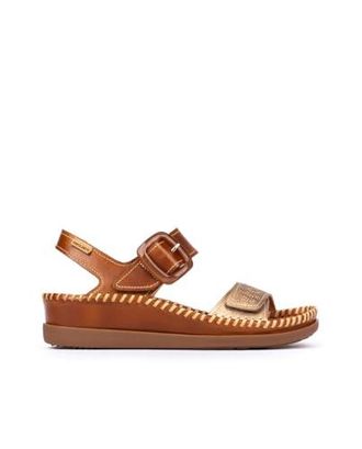 Pikolinos Sandales &agrave; Semelles compens&eacute;es en Cuir CADAQUES pour Femme Color Brandy