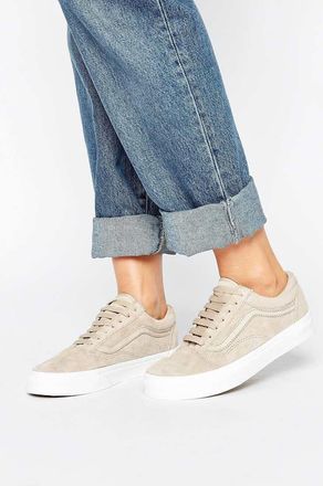 Vans Old Skool - Hochwertige Wildleder-Sneaker in Beige-Wei&szlig;