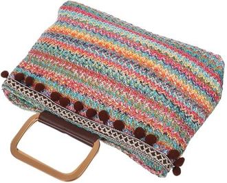 BESTONZON Paquet &agrave; Main Tiss&eacute; en Paille Color&eacute;e Grosse Capacit&eacute; L&eacute;ger et Spacieux Paquet Artisanal pour Sorties D&eacute;contract&eacute;es et Plage Design Naturel 1 Pi&egrave;ce