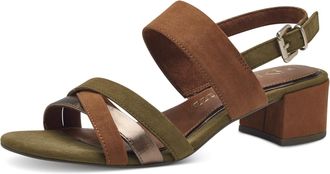 Marco Tozzi Damen Sandalen mit Absatz mit Verstellbarem Riemen Bequem, Mehrfarbig (Fern Green Com), 37 EU