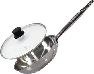 ELO 9905250 Pfannenset und Deckel 32 cm, Bratpfanne, Kochpfanne, Kochpfanne, Kochdeckel, Induktionspfanne, Glas, Edelstahl, Transparent, 32 cm