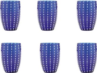 Zafferano Perle Glasbecher - Handgemachtes transparentes Buntglas, cl 32 h 109mm d 71mm - Set 6 St&uuml;ck - (Blau)