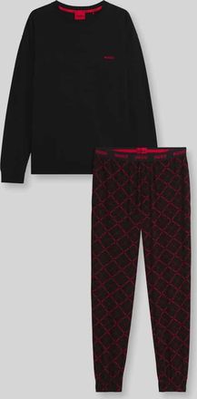 HUGO BOSS Relaxed Fit Pyjama aus Baumwoll-Mix mit Logo-Print