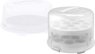 Rotho Fresh kleine und Grosse Tortenglocke mit Haube und Tragegriff, Kunststoff (PP) BPA-frei, Weiss/transparent