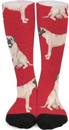 Generic Chaussettes fantaisie pour homme et femme - Motif t&ecirc;te de bouledogue anglais - Mi-mollet - Mi-mollet, Mastiff anglais, taille unique