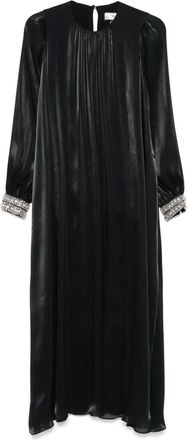 Nissa Maxikleid mit perlenverzierten B&uuml;ndchen - Schwarz