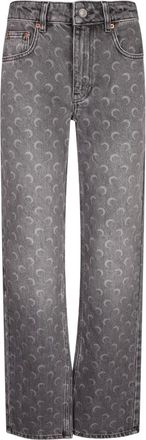 Marine Serre Femme, Jeans, Gris, Taille: 42 FR Moon Laser Denim Jeans droits