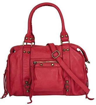 Samantha Look Sac shopping Damen echt Leder | Made in Italy, Sac à bandoulière vintage, sac de transport avec fermeture éclair, grand sac à anses en cuir 021061